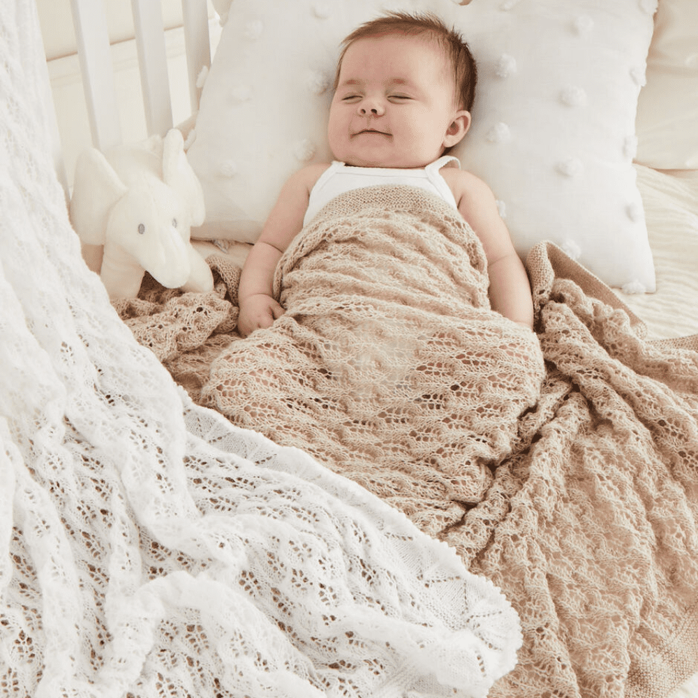 Sirdar Pretty Picot Lacy Blanket Knitting Pattern in Snuggly 2Ply 5524