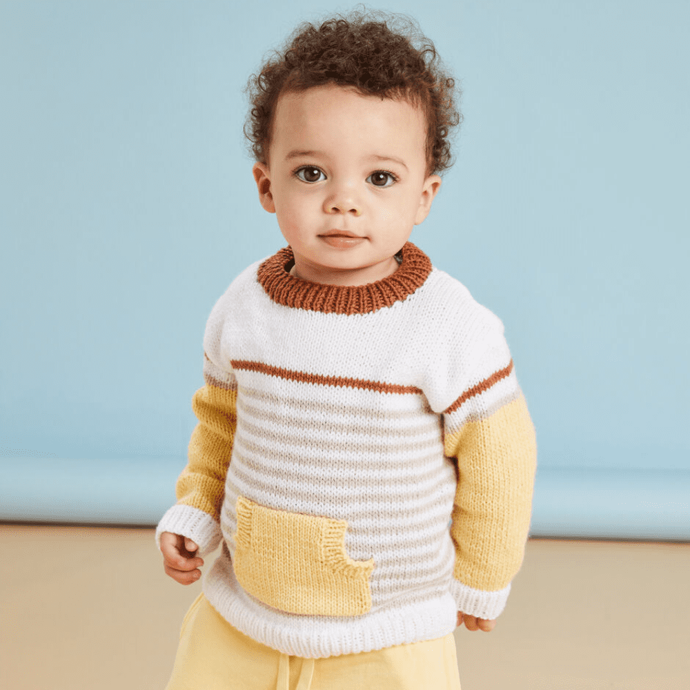 Sirdar Sandy Feet Pocket Sweater Knitting Pattern in Snuggly DK 5501