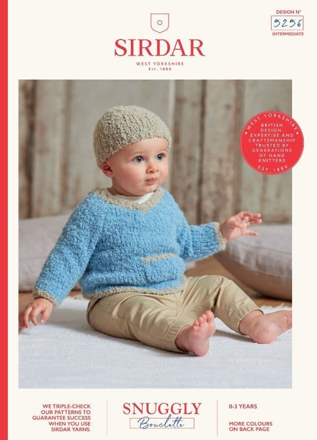 Sirdar Sweater & Hat Knitting Pattern in Snuggly Bouclette 5256