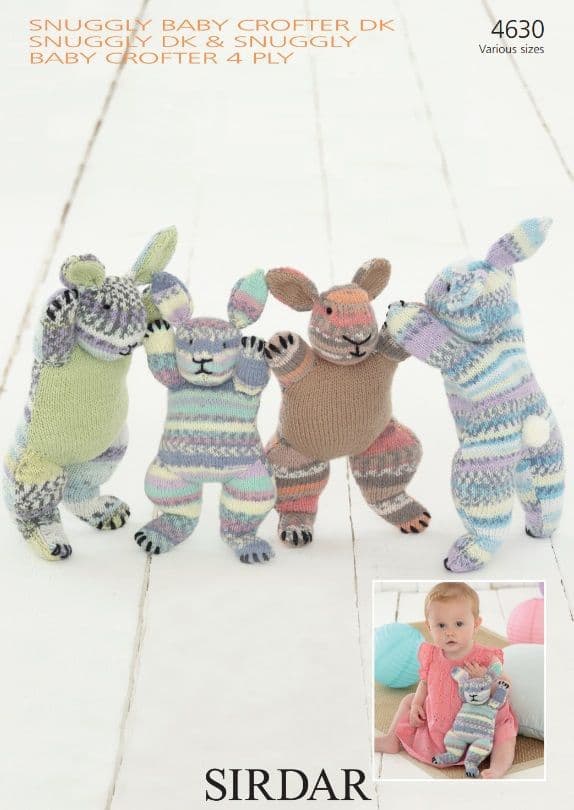 Sirdar Toy Bunnies Knitting Pattern in Baby Crofter DK - 4630 PDF DOWNLOAD
