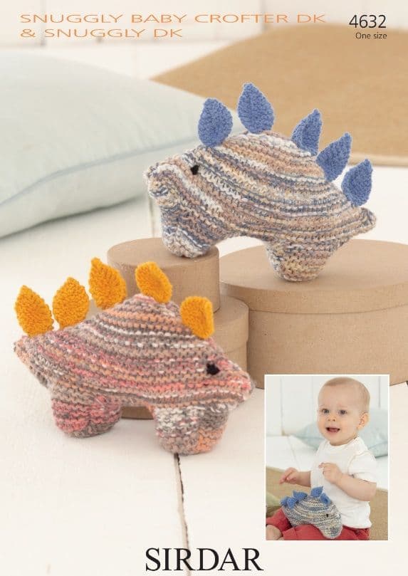 Sirdar Toy Dinosaur Knitting Pattern in Baby Crofter DK - 4632 PDF DOWNLOAD