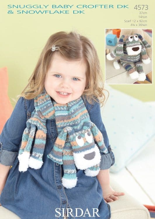 Sirdar Toy & Scarf Knitting Pattern in Baby Crofter DK - 4573 PDF DOWNLOAD