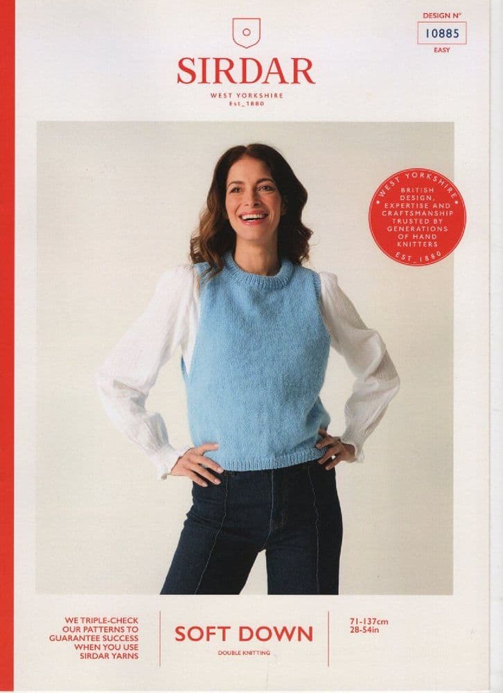 Sirdar Vest Knitting Pattern in Soft Down DK 10885