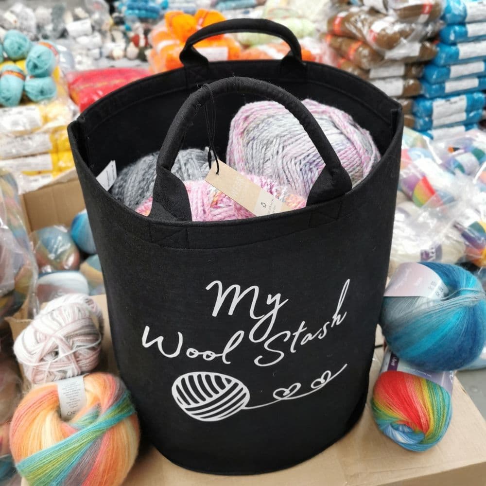 TWF My Wool Stash Large Felt Tub - Black