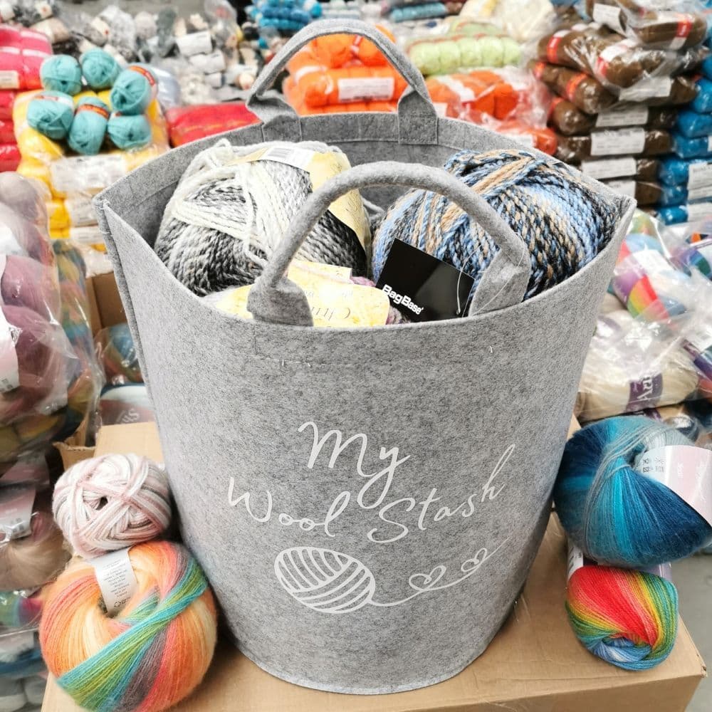 TWF My Wool Stash Large Felt Tub - Light Grey