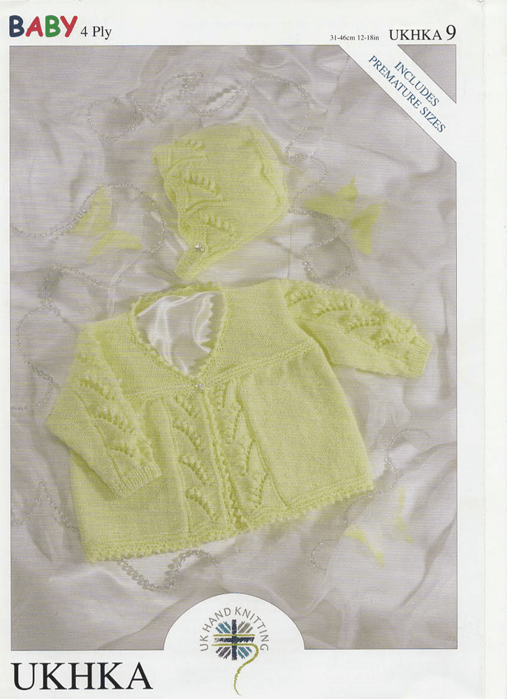 UKHKA 9 Baby 4 Ply Matinee Coat and Bonnet in 4ply UKHKA9