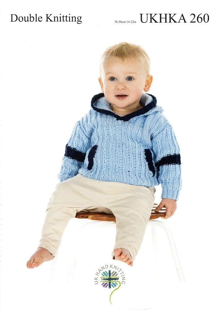 UKHKA Babies Hoodies Knitting Pattern in DK 260