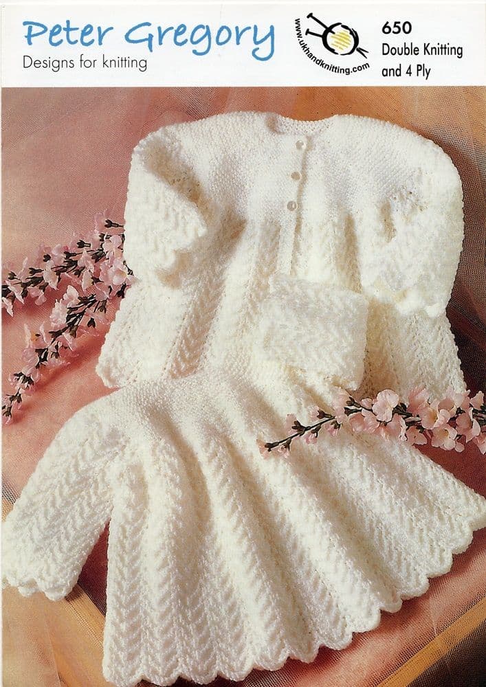 UKHKA Peter Gregory Babies Dress & Coat Knitting Pattern in DK & 4Ply 650