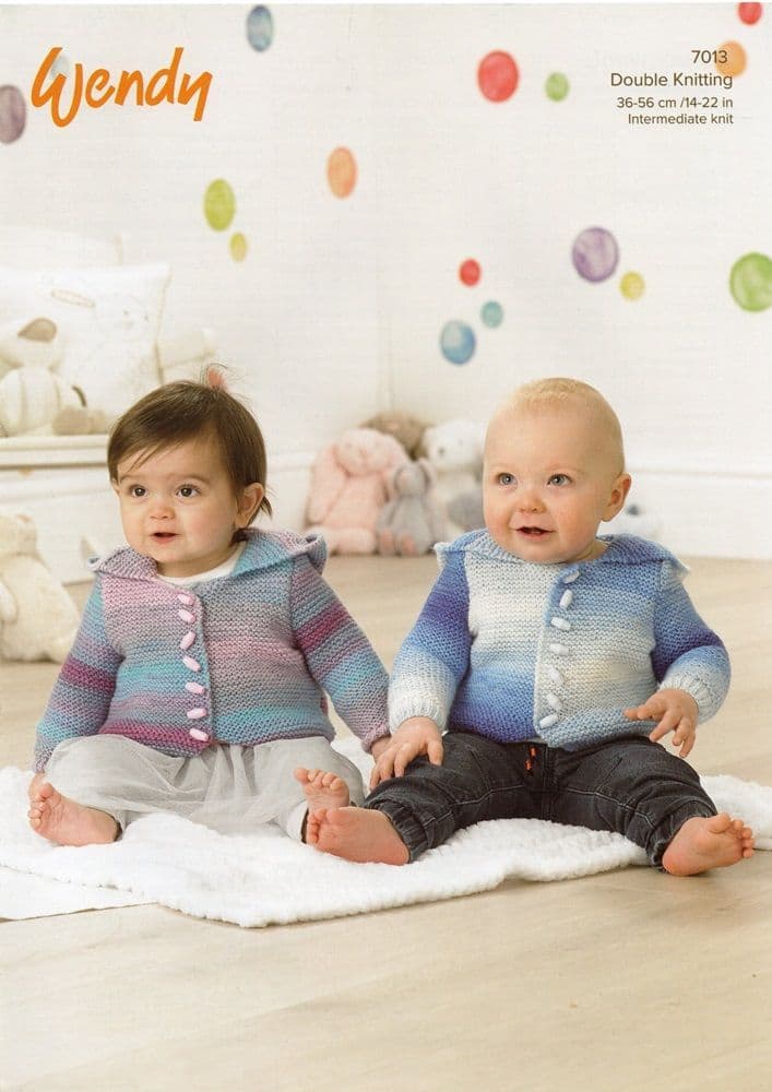 Wendy Babies Cardigans Knitting Pattern in Giggles DK 7013