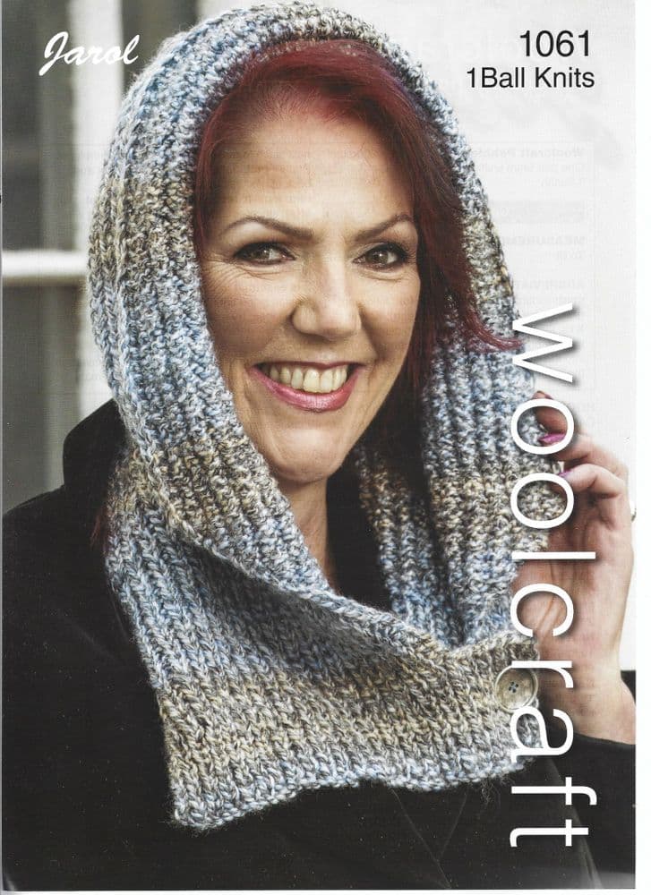 Woolcraft 1 Ball Hood Knitting Pattern in Woolcraft Pebble Chunky 1061