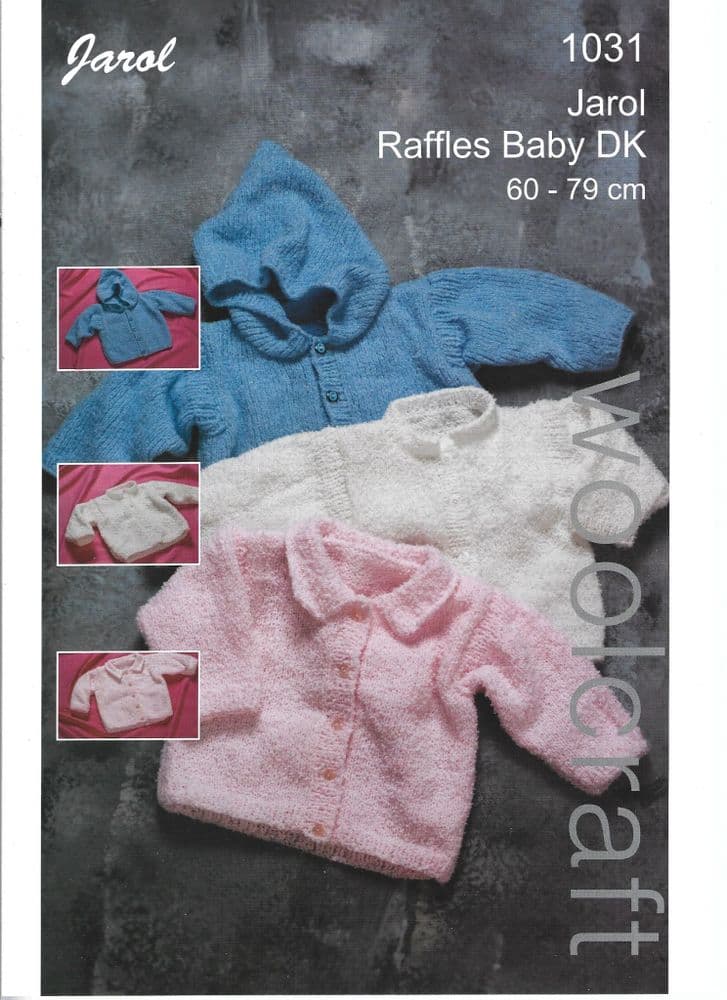Woolcraft Babies Cardigans Knitting Pattern in DK 1031