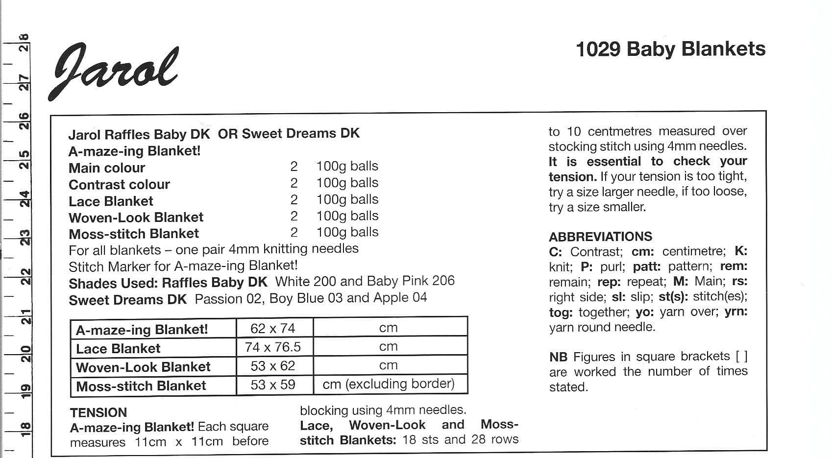 Woolcraft Baby Blankets Knitting Pattern in DK 1029