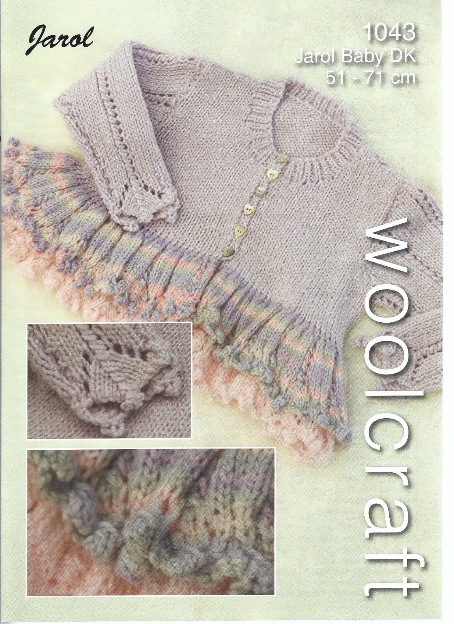 Woolcraft Baby Ruffle Cardigan Knitting Pattern in DK 1043