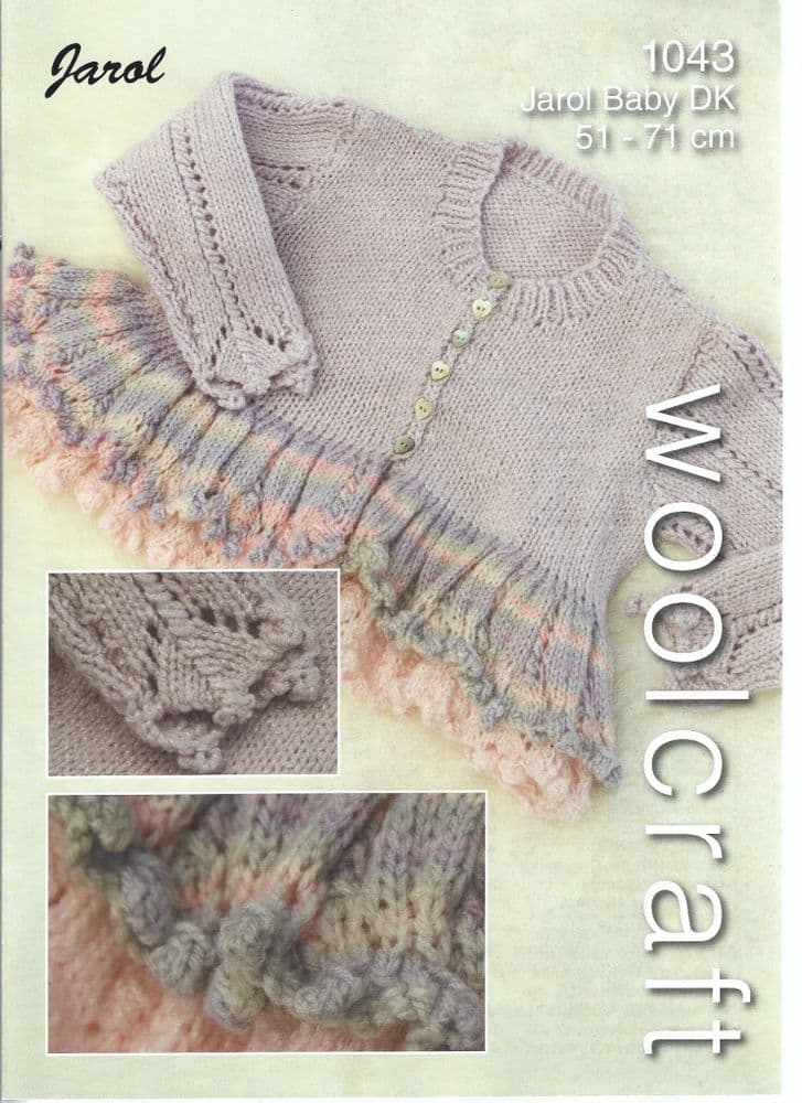 Woolcraft Baby Ruffle Cardigan Knitting Pattern in DK 1043