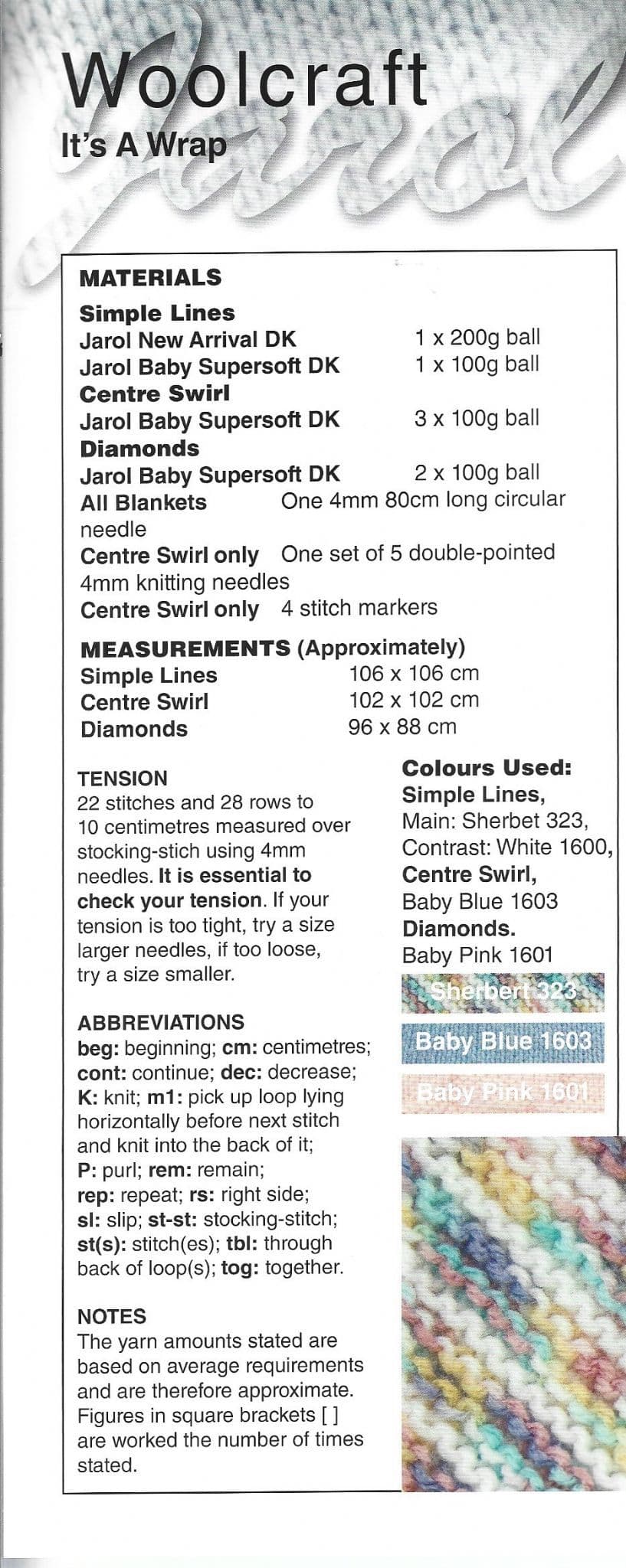 Woolcraft Blankets Knitting Pattern in DK 1046