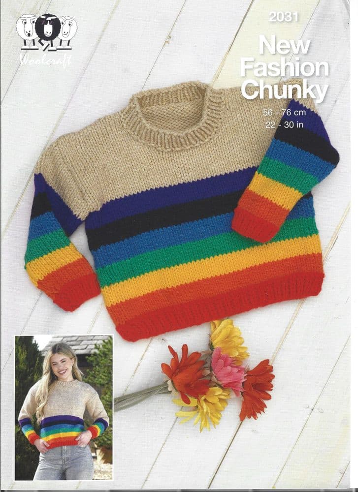 Woolcraft Children s Jumper Knitting Pattern in New Fashion Chunky 2031