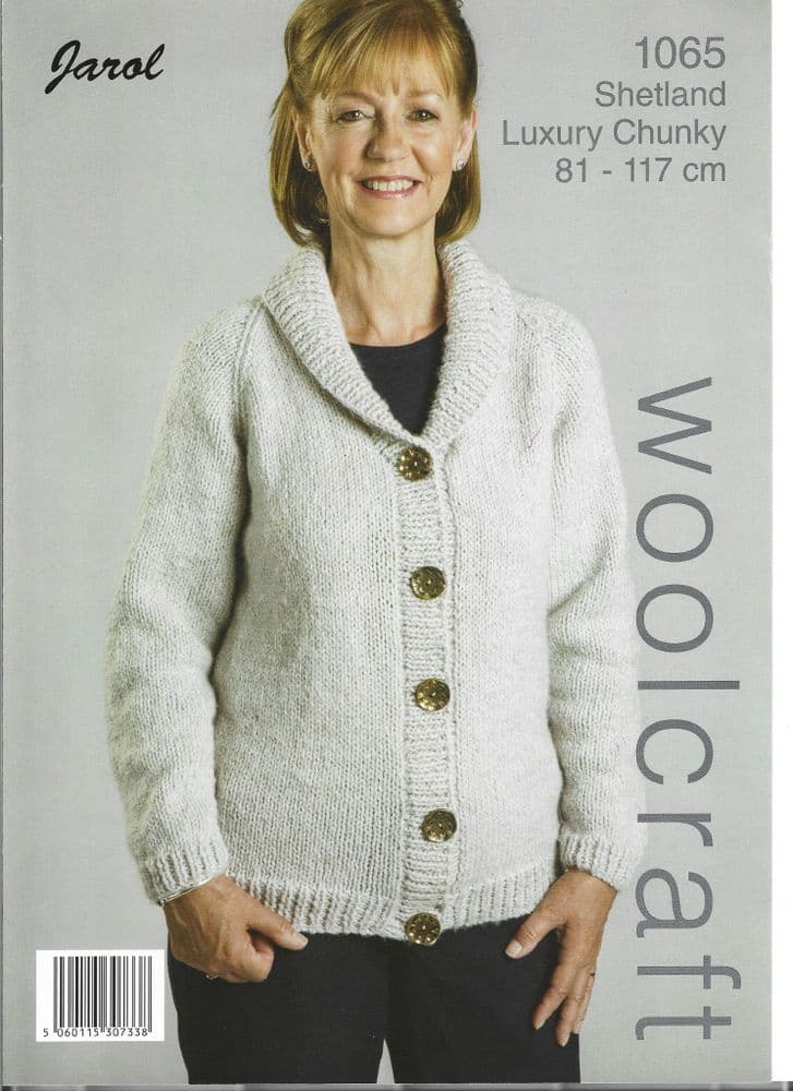 Woolcraft Ladies Cardigan Knitting Pattern in Shetland Tweed Chunky 1065