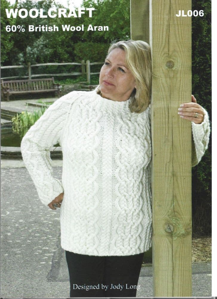 Woolcraft Ladies Jumper Knitting Pattern in 60 Wool Aran JL006