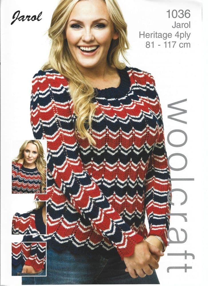 Woolcraft Ladies Sweater Knitting Pattern in 4ply 1036