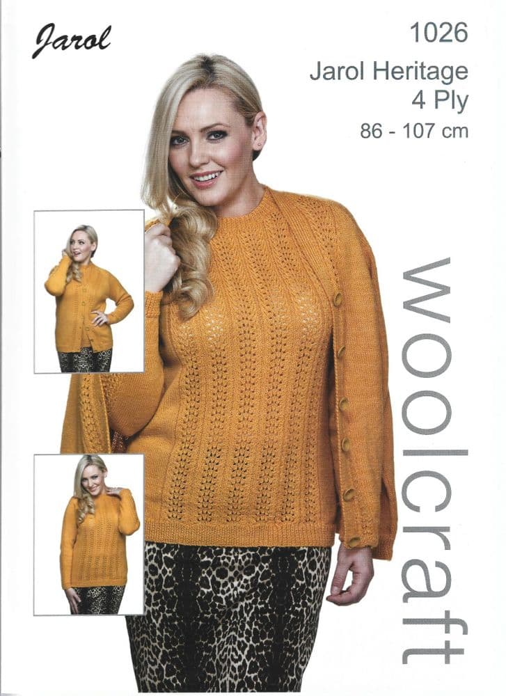 Woolcraft Ladies Twinset Knitting Pattern in 4ply 1026