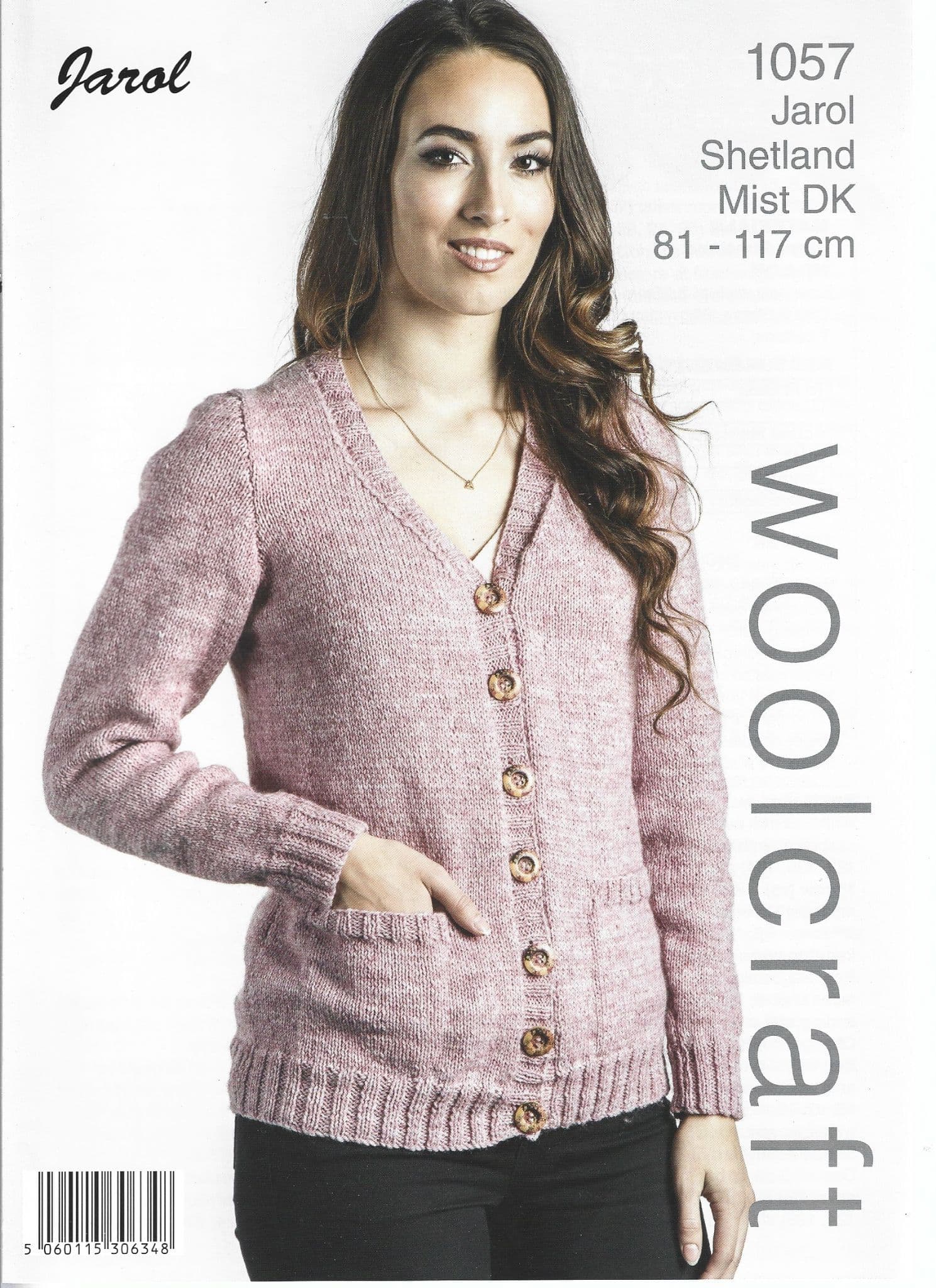 Woolcraft Ladies V-Neck Cardigan Knitting Pattern in DK 1057
