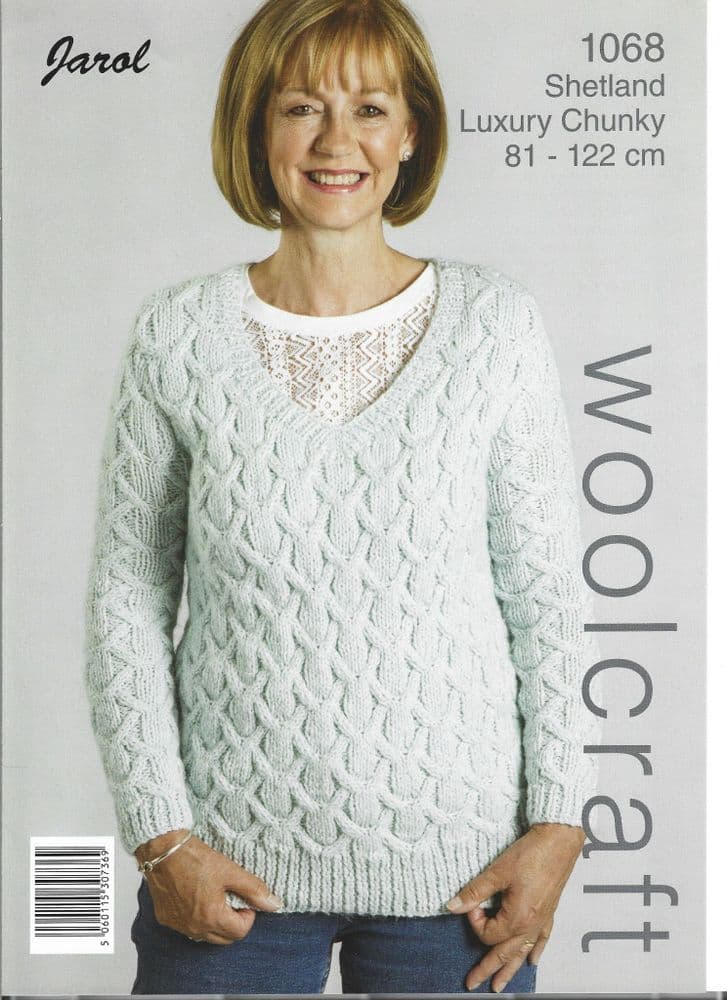 Woolcraft Ladies V-Neck Jumper Knitting Pattern in Shetland Tweed ...