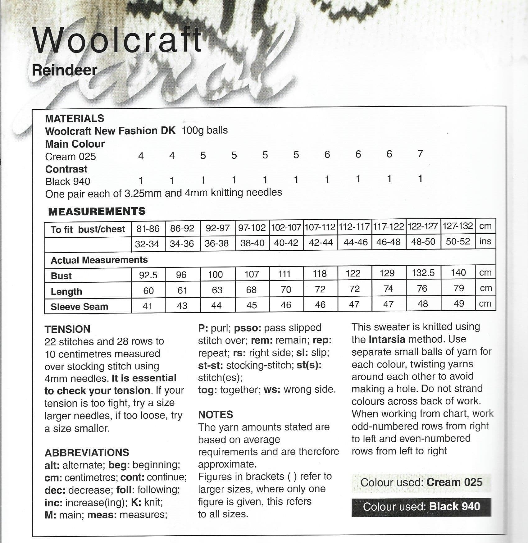 Woolcraft Reindeer Jumper Knitting Pattern in New Fashion DK 1051