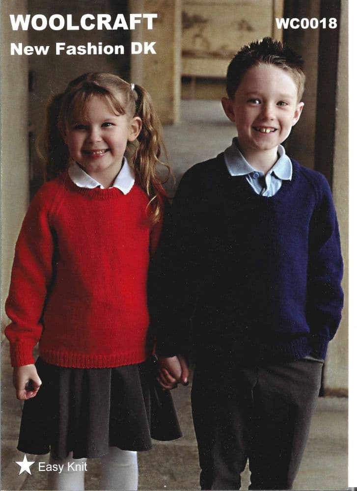 Woolcraft School Jumper Knitting Pattern in New Fashion DK WC0018