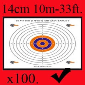 100 x AIR RIFLE "CARD" 14CM SMK 10M 33FT TARGET