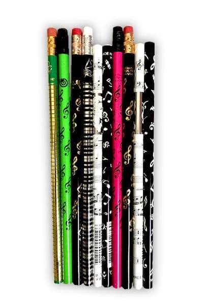 10 Mixed Musical Pencils – Music Themed Stationery | musical gifts online