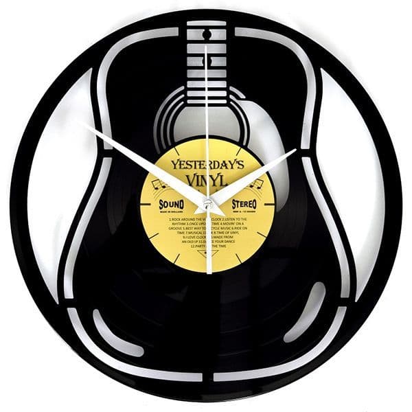 Acoustic Guitar Vinyl LP Clock - Music Themed Clock | musical gifts online