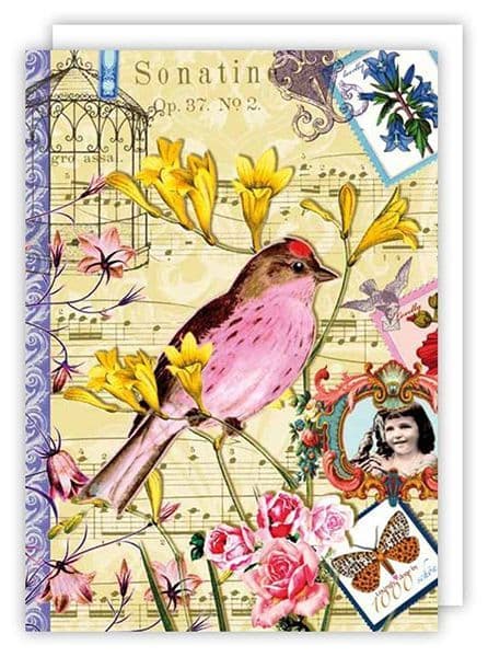 Bird & Sheet Music Card - Music Greetings Card | musical gifts online