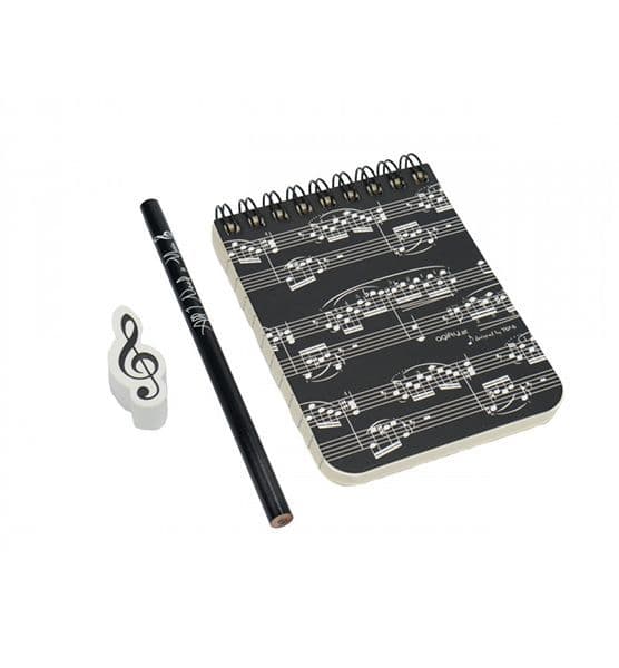 Black Notebook Sheet Music A7 Mini Stationery Set | musical gifts online