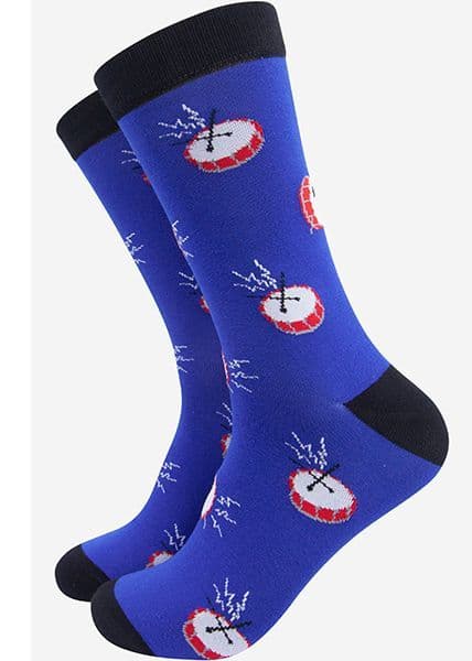 Blue Bamboo Drum Socks - Music Bamboo Socks | musical gifts online