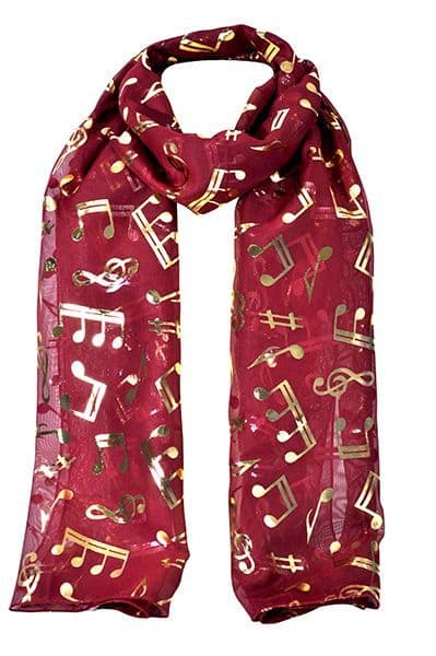 Burgundy Scarf with Gold Music Notes - Music Themed Scarves | musical ...