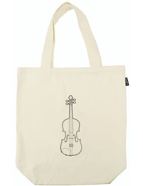Cream Violin Canvas Shopper - Violin Shopping Bag | musical gifts online