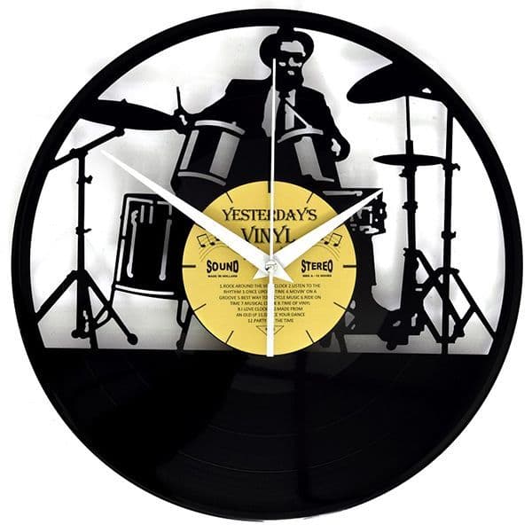 Drummer 12" Vinyl LP Clock - Drum Themed Clock | musical gifts online