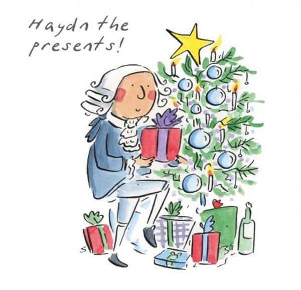 Haydn The Presents - Music Themed Christmas Card | musical gifts online