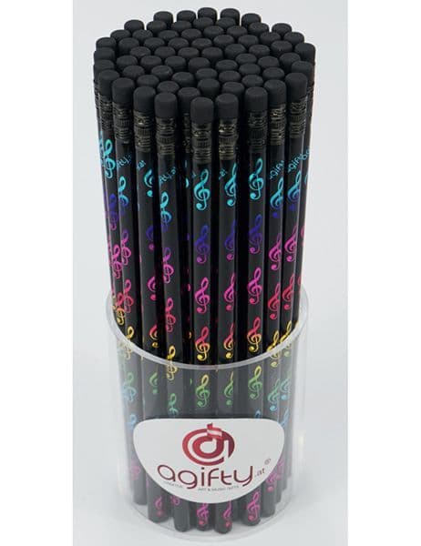 Multi-Coloured Treble Clef Pencils - Music Pencil | musical gifts online