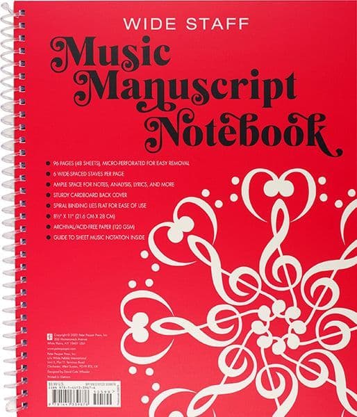 Music Manuscript Notebook Wide Stave - Music Gift | musical gifts online