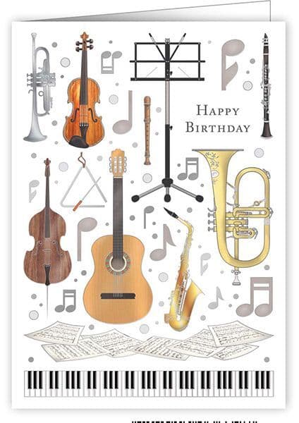 Musical Instruments Birthday Card - Music Themed Card | musical gifts ...