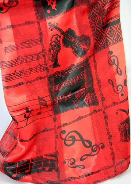 Red & Black Music Instrument Scarf – Music Scarves | musical gifts online