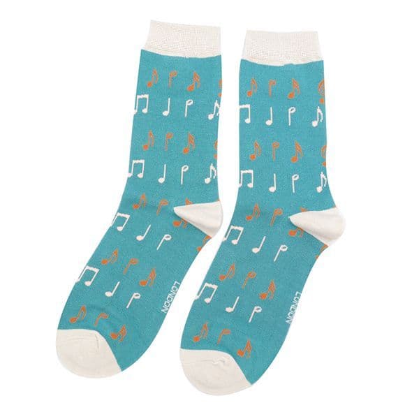 Teal Music Notes Bamboo Socks - Ladies Bamboo Music Socks | musical ...