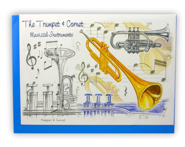 Trumpet Greetings Card – Trumpet Music Card | musical gifts online