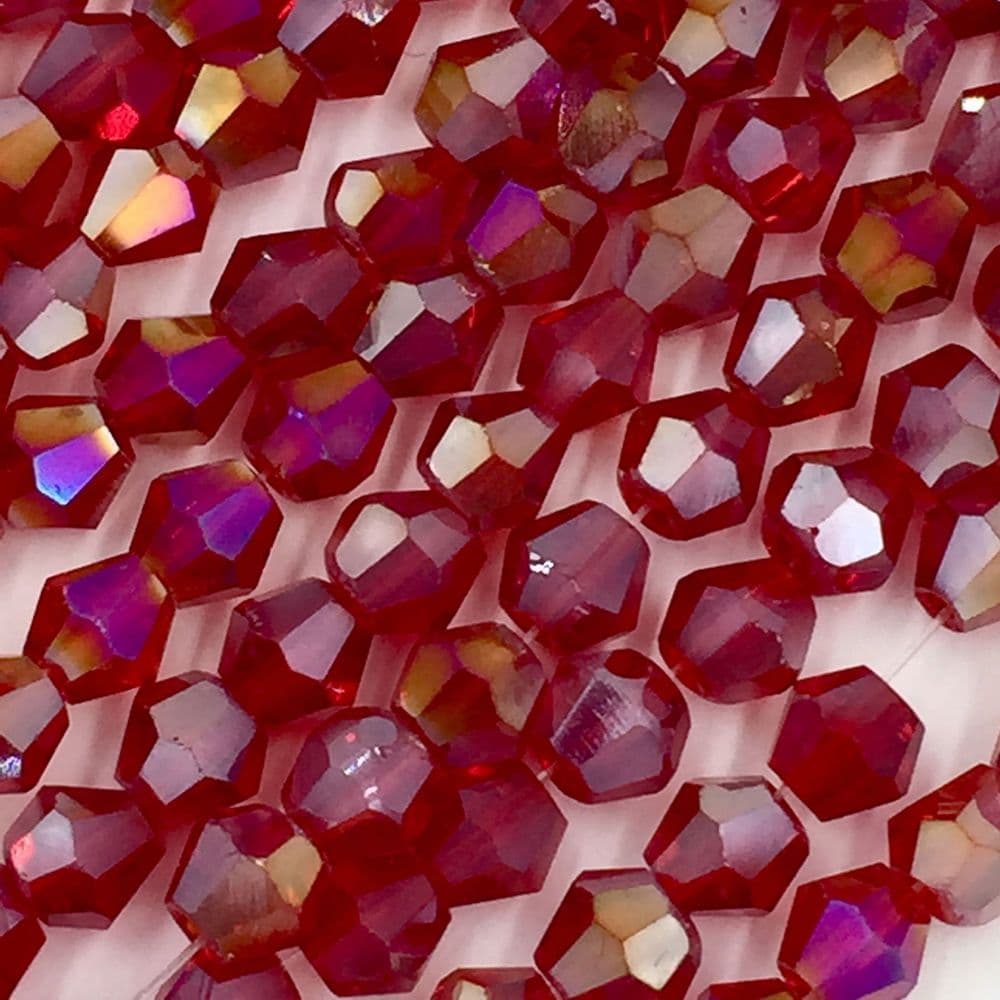 4mm crystal bicone beads - 100 pieces - blood red AB - 8408 AB