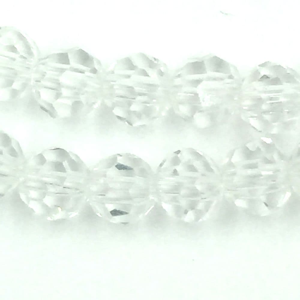 4mm faceted round glass - crystal beads -- 90 pieces - Clear 8401