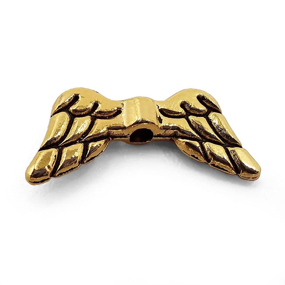 Antique Gold Colour Small Solid Angel Wings 35pcs x 19mm x 8mm