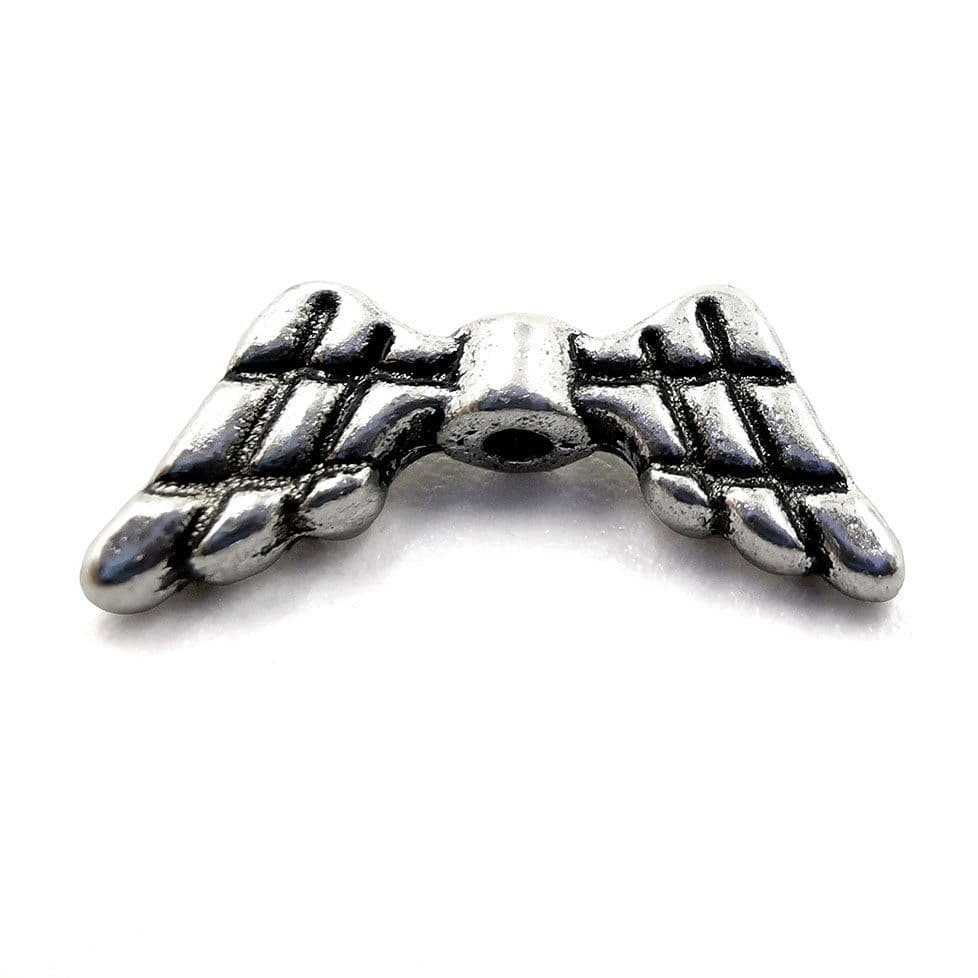 Antique Silver Angled Angel Wings 22pcs x 19mm x 8mm