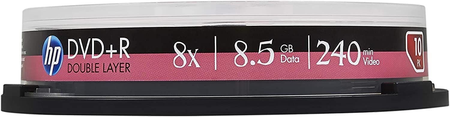 10 HP Blank DVD R DL Double Layer 8 5GB 8x Discs DRE00060-3 Cakebox