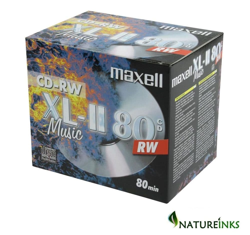 10 Maxell CD-RW Music XL-II Blank Rewritable CD Discs 80 Mins Jewel case